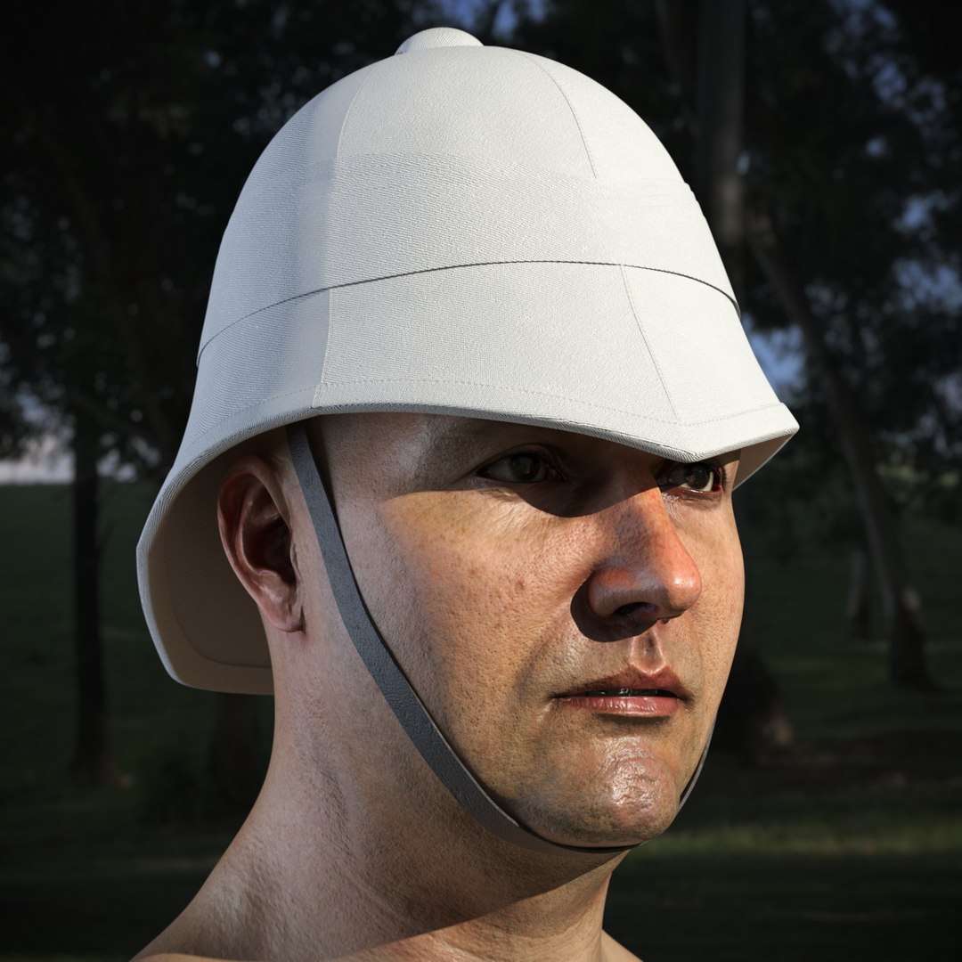 3D White British Army Pith Helmet On Head - TurboSquid 2422244