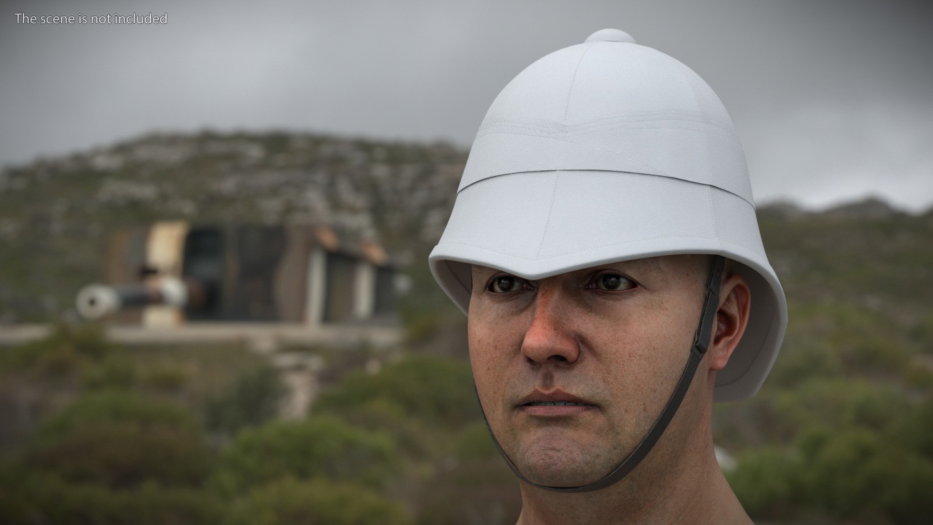 3D White British Army Pith Helmet On Head - TurboSquid 2422244