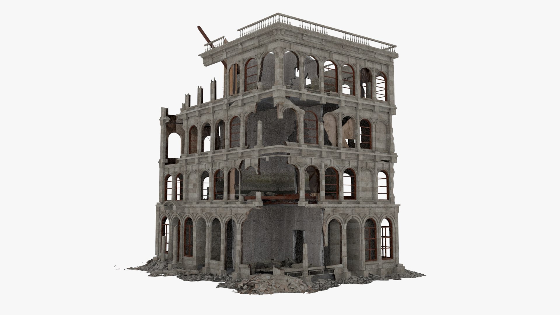 3D Detailed Ruined Building A15 - TurboSquid 1850554