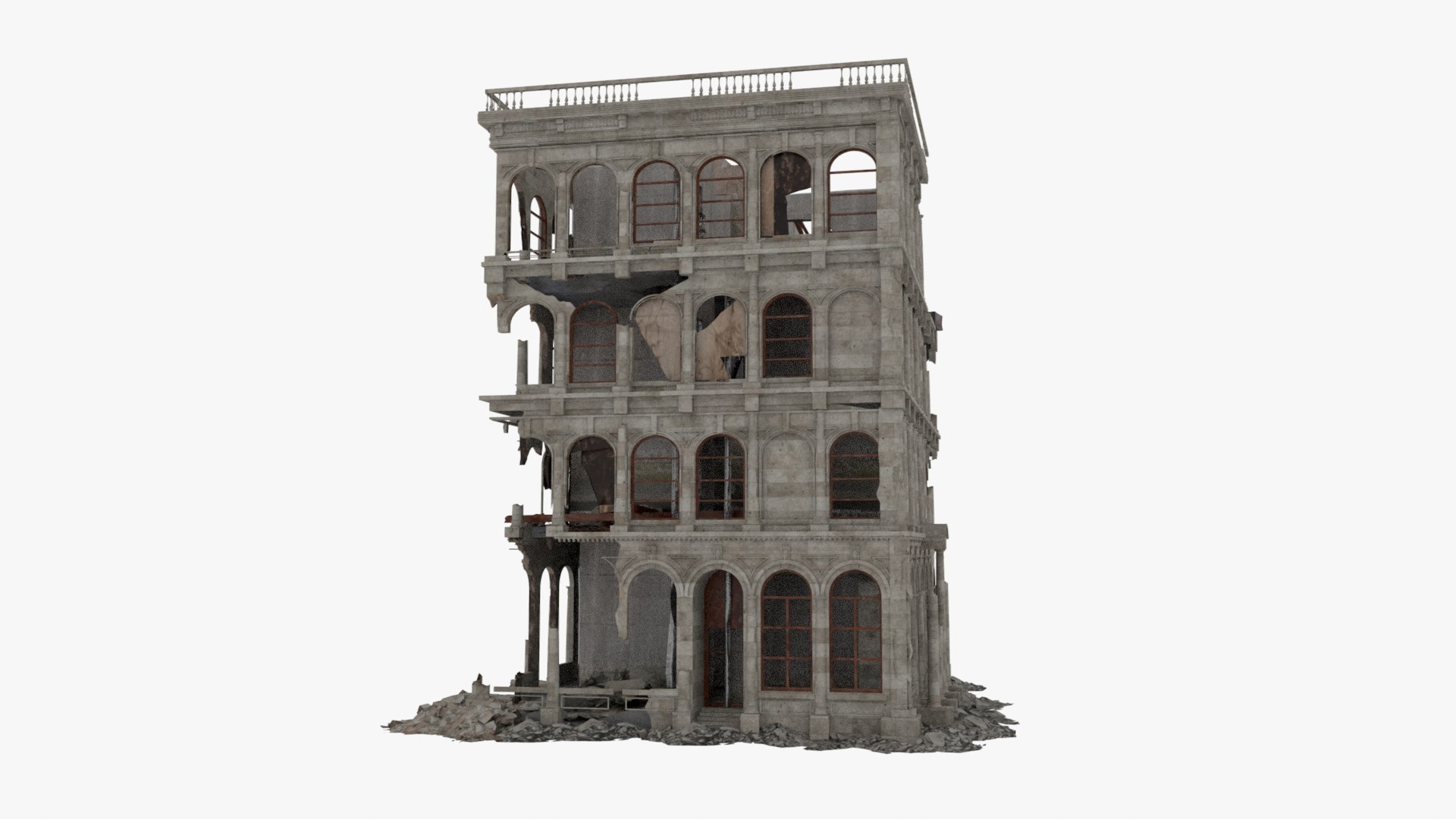 3D Detailed Ruined Building A15 - TurboSquid 1850554