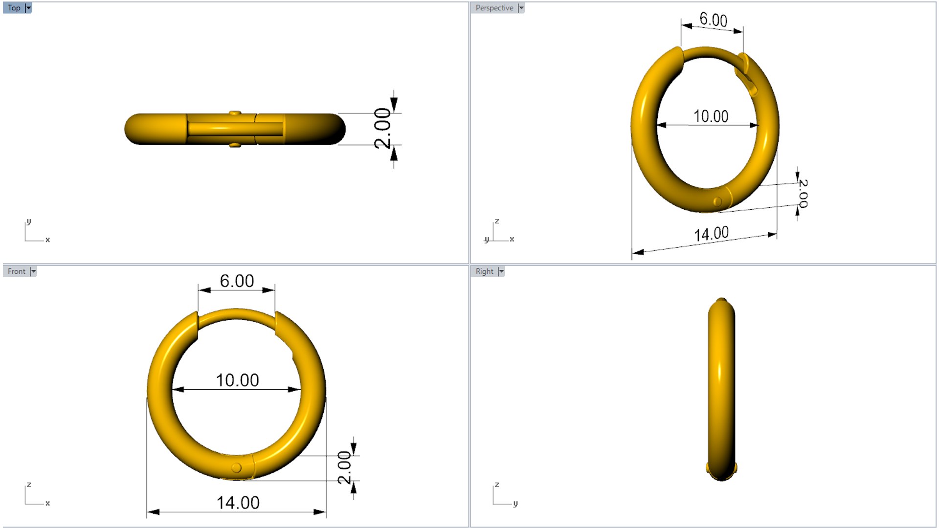 3D Model Hoop Earring With Hinge - TurboSquid 1875885