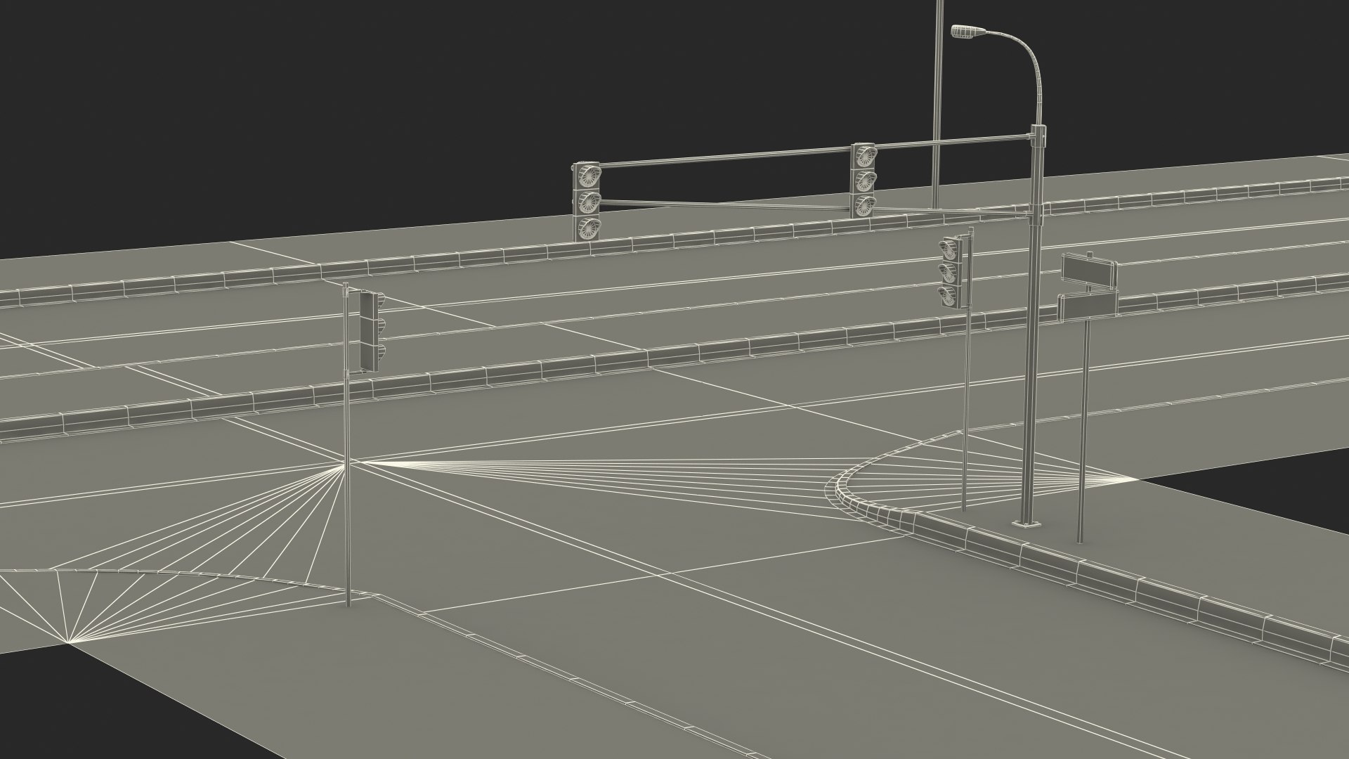Connectable Highway Road Elements 4 Lanes Intersection 3D Model ...