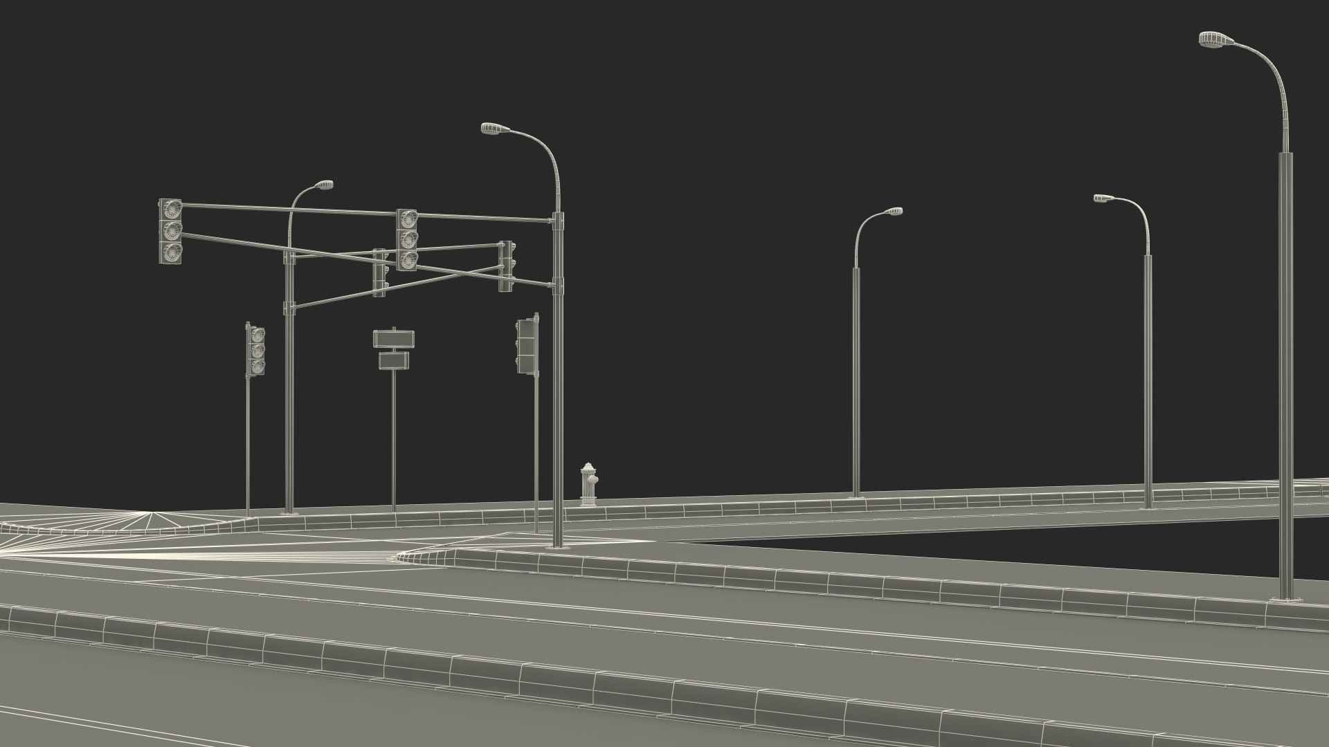 Connectable Highway Road Elements 4 Lanes Intersection 3D Model ...
