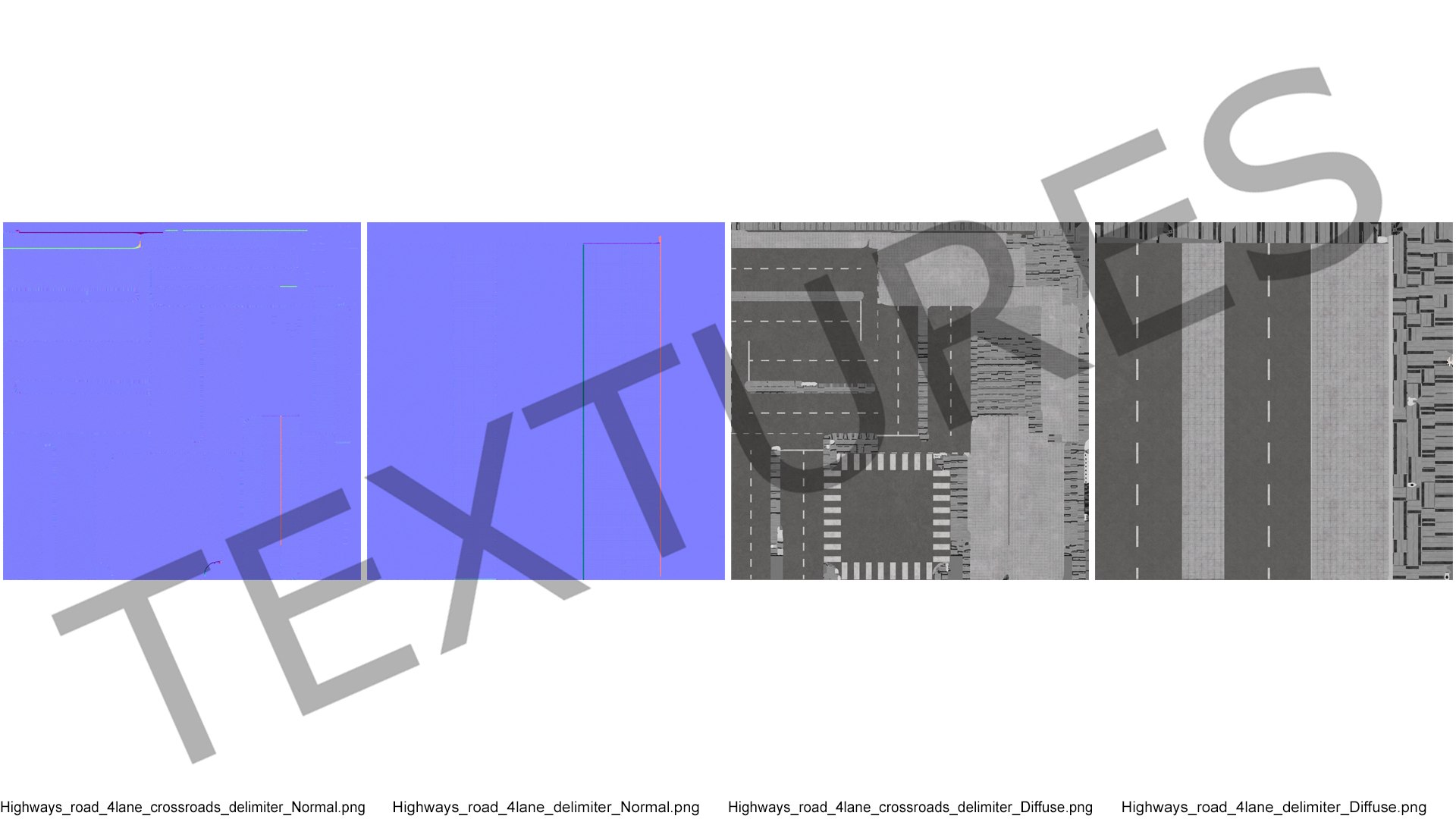 Connectable Highway Road Elements 4 Lanes Intersection 3D Model ...