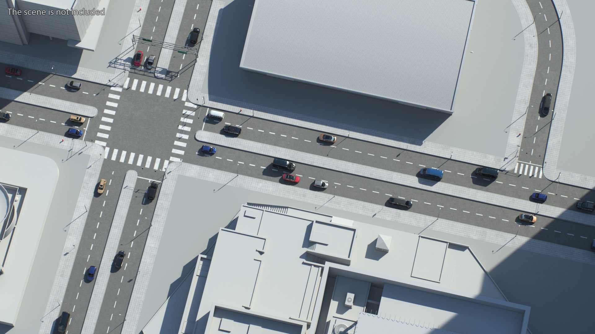 Connectable Highway Road Elements 4 Lanes Intersection 3D model ...
