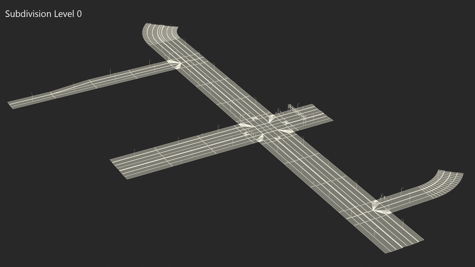Connectable Highway Road Elements 4 Lanes Intersection 3D model ...