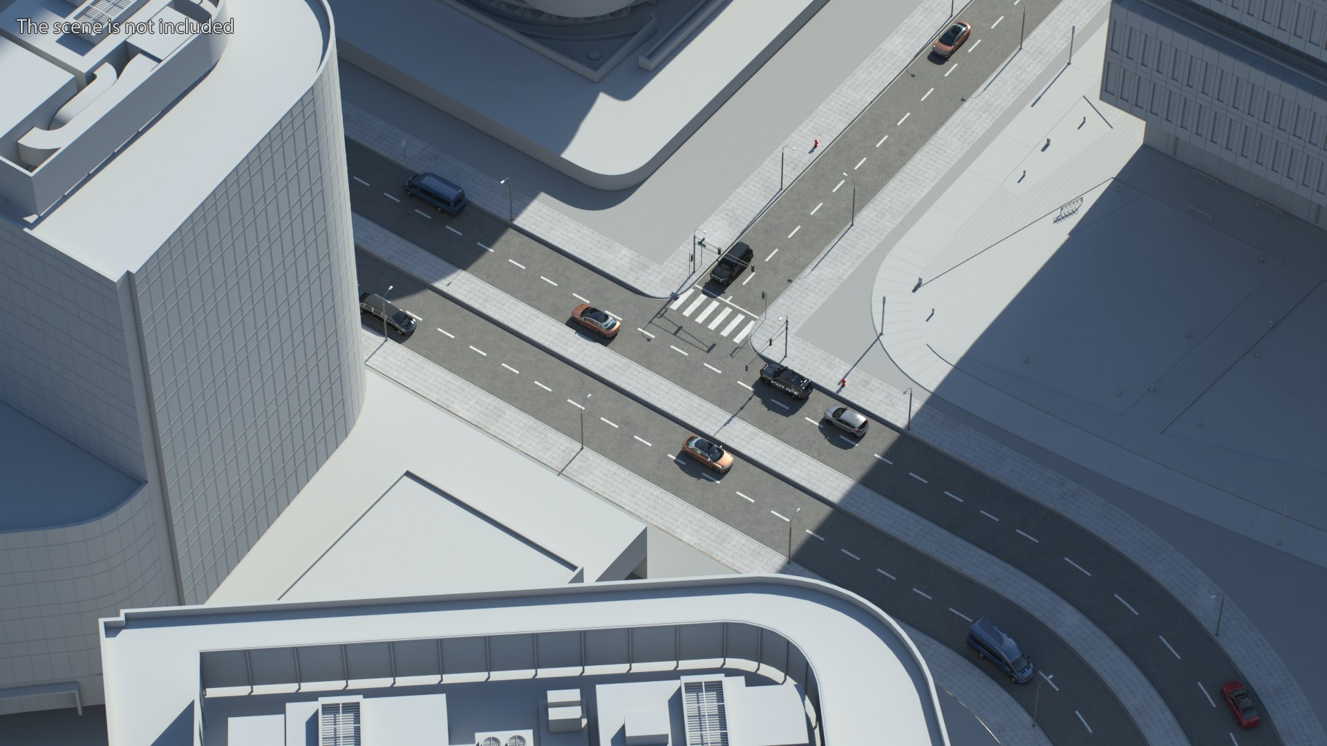Connectable Highway Road Elements 4 Lanes Intersection 3D model ...