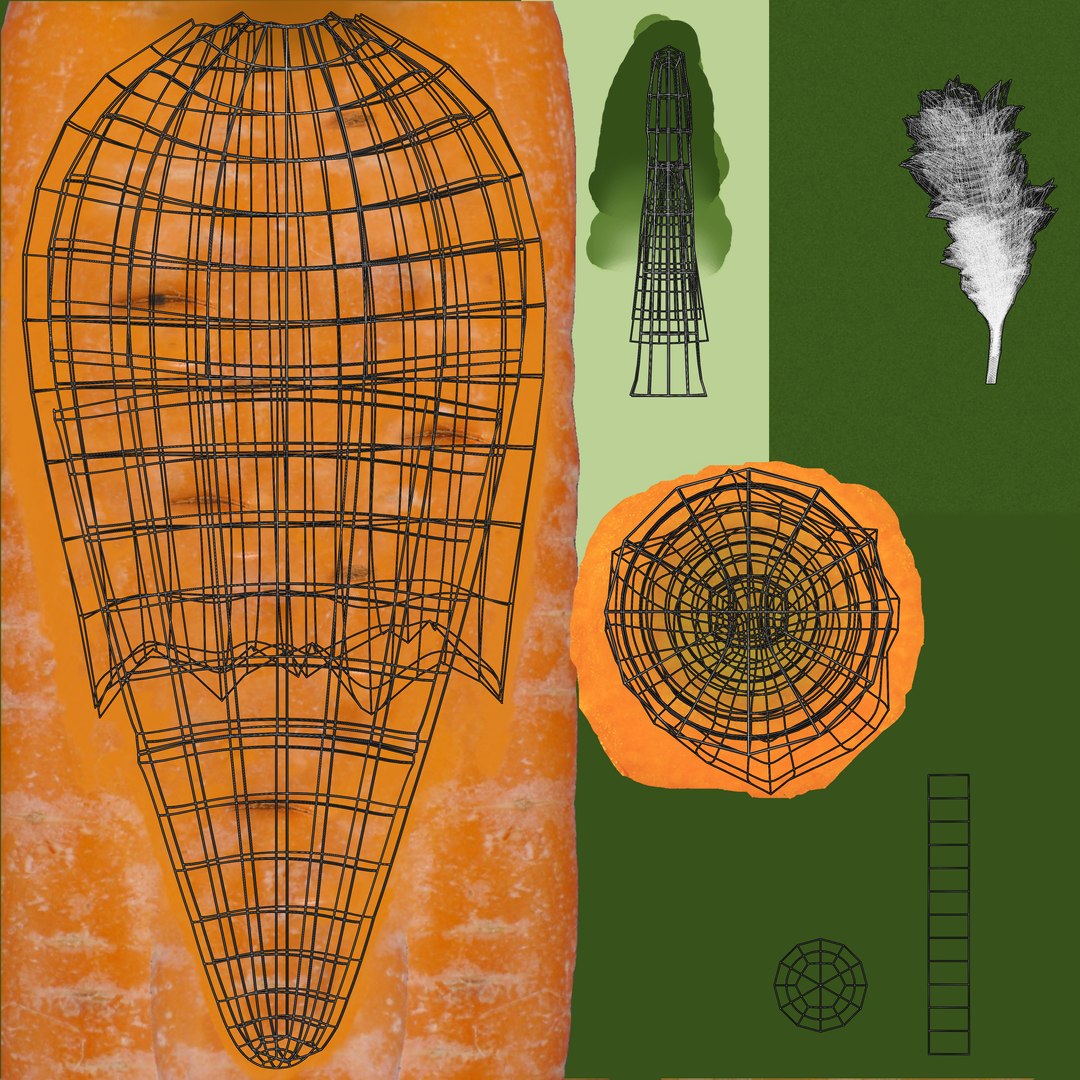 Carrot Complete Slices Bitten 3D Model - TurboSquid 1390371
