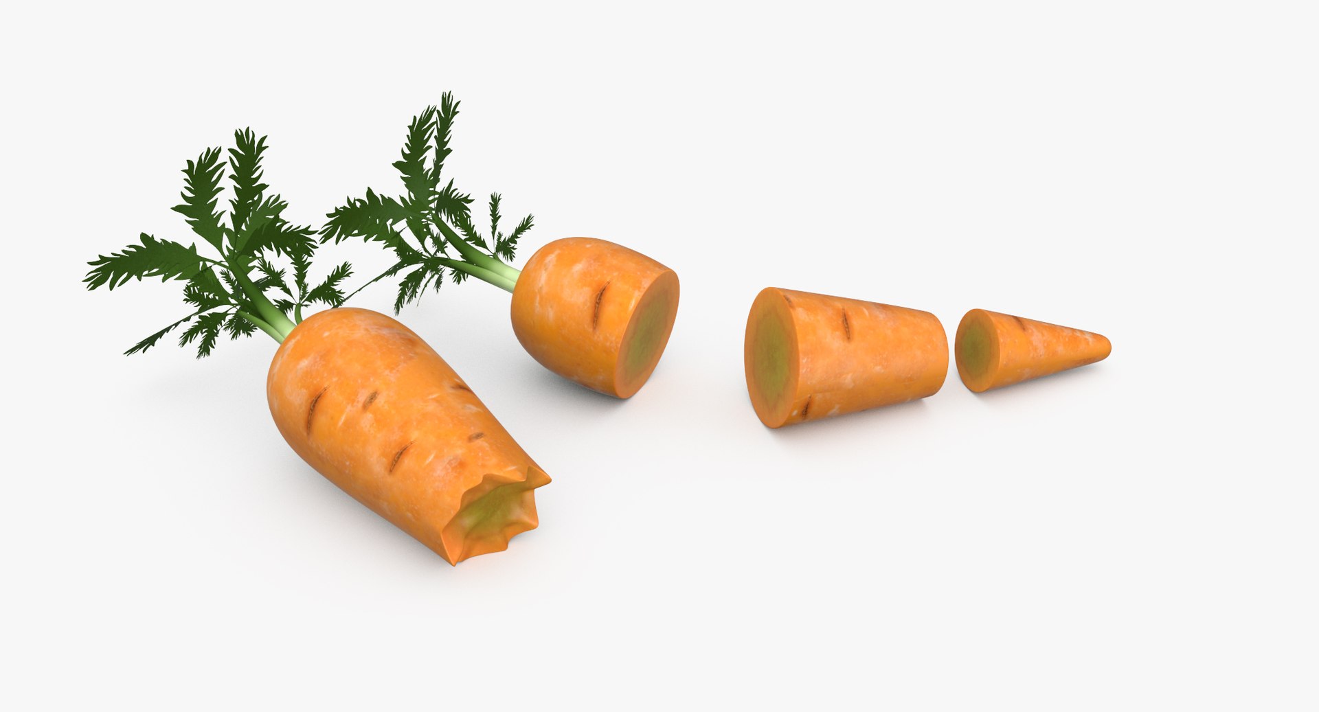 Carrot Complete Slices Bitten 3D Model - TurboSquid 1390371