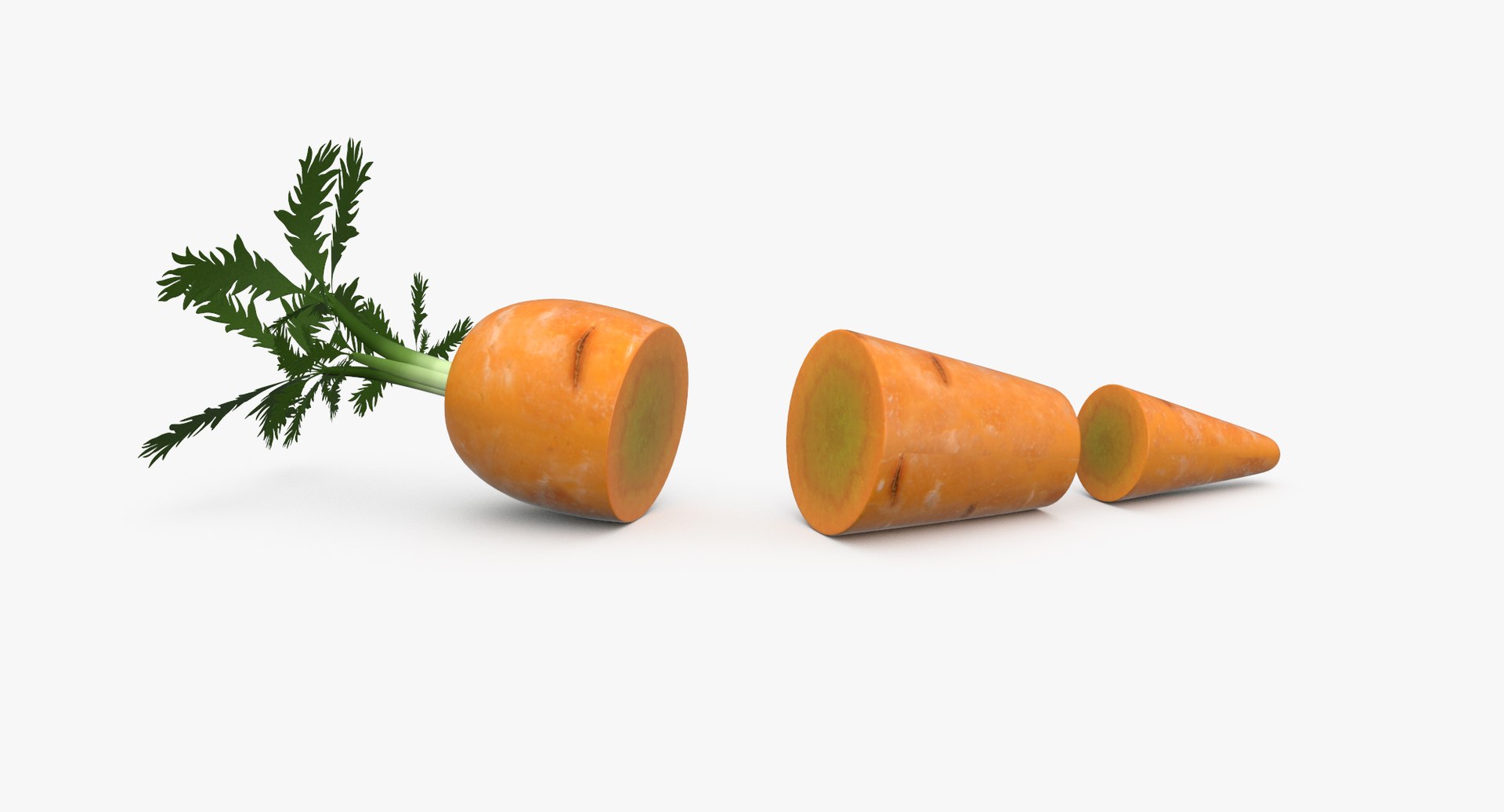 Carrot Complete Slices Bitten 3D Model - TurboSquid 1390371