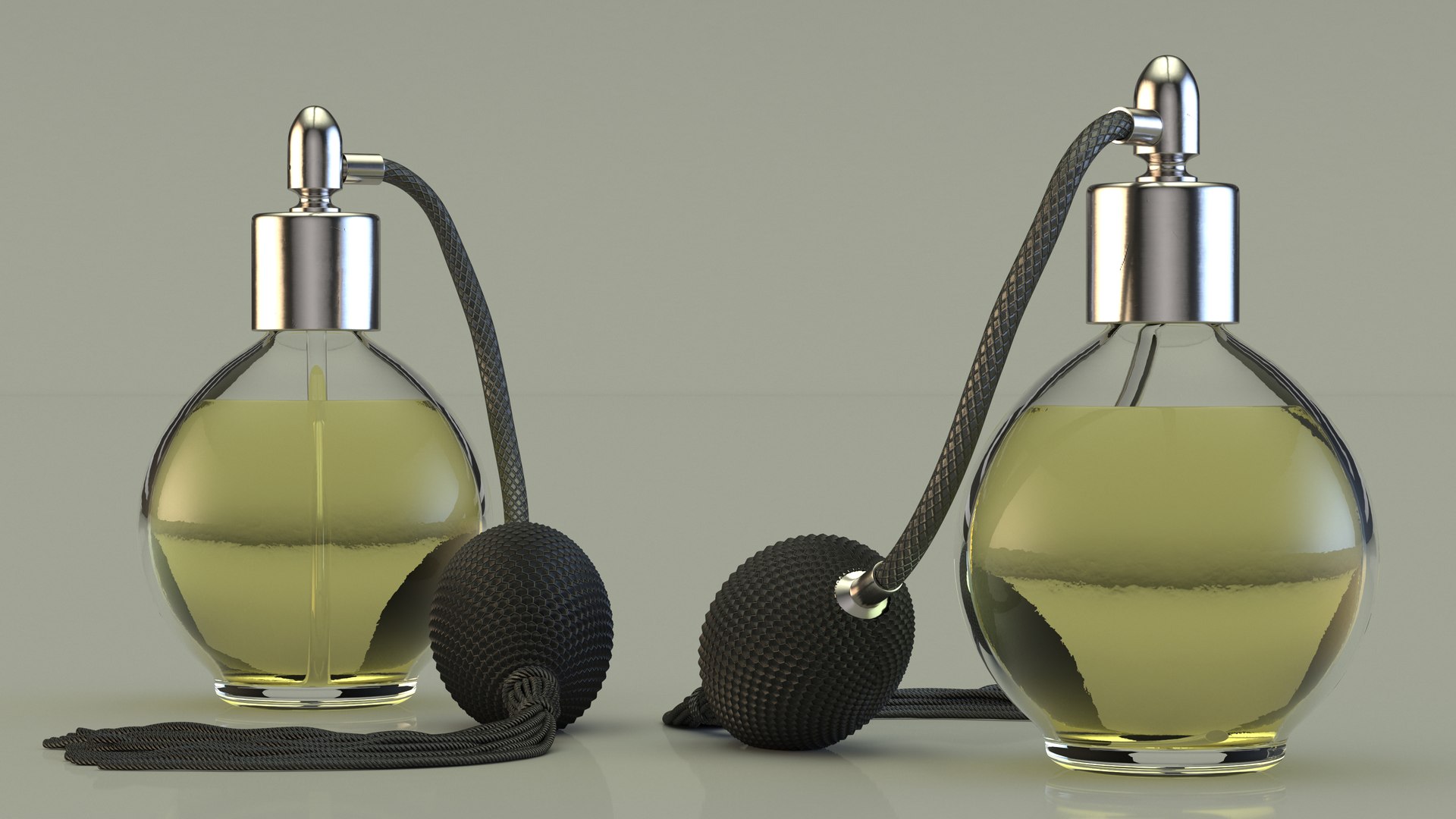 3D Perfume Bottle With Silver Hose Pump - TurboSquid 2100722