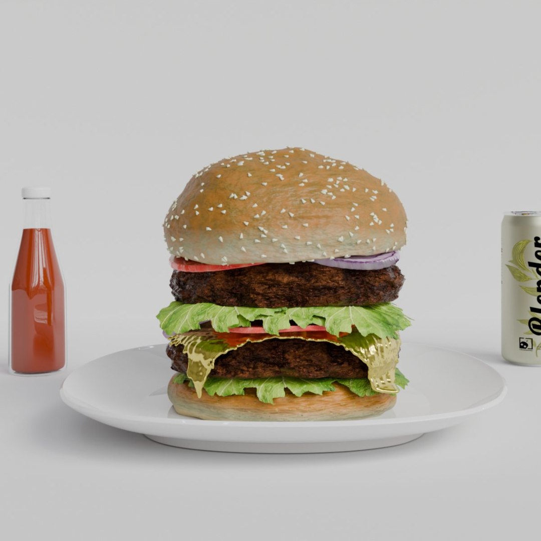 Realistic Double Beef Cheeseburger 3D Model Model - TurboSquid 2438942