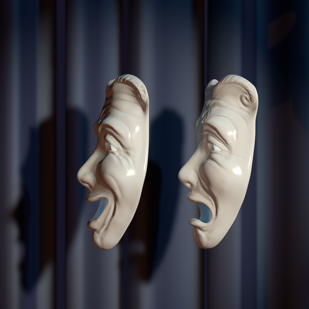 3d masks tragedy comedy model