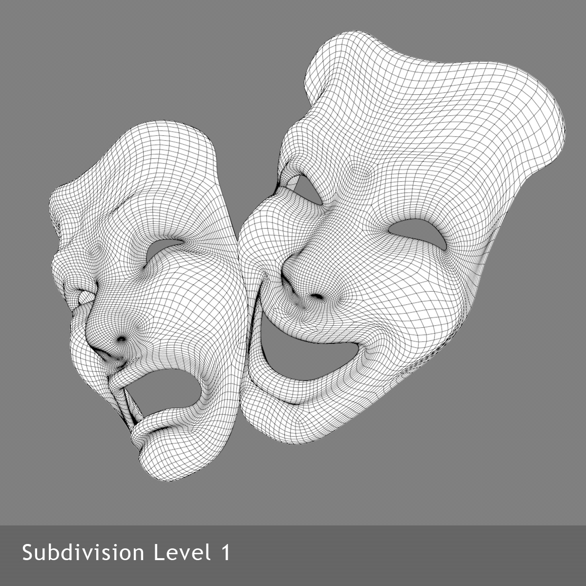 3d masks tragedy comedy model