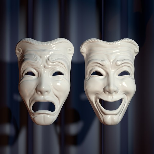 3d masks tragedy comedy model