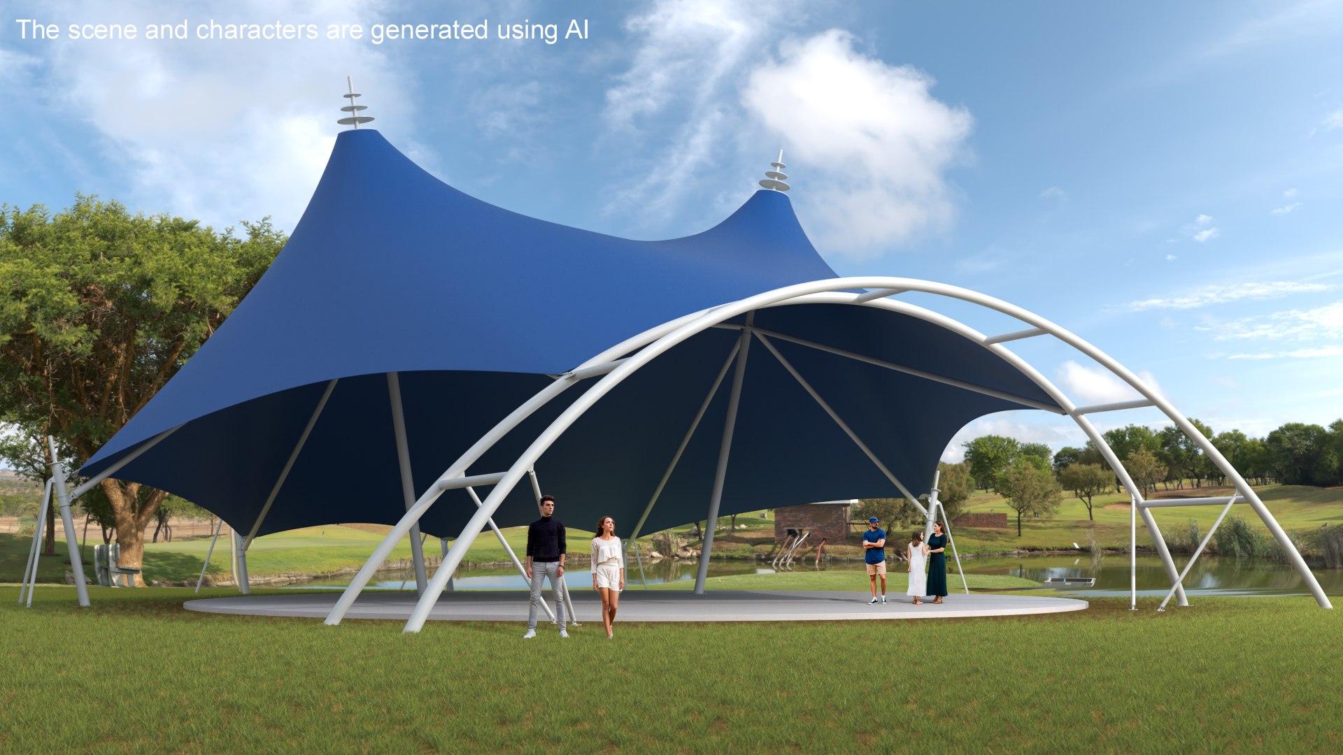 Tensile Structure Tent Blue 3D Model - TurboSquid 2239801