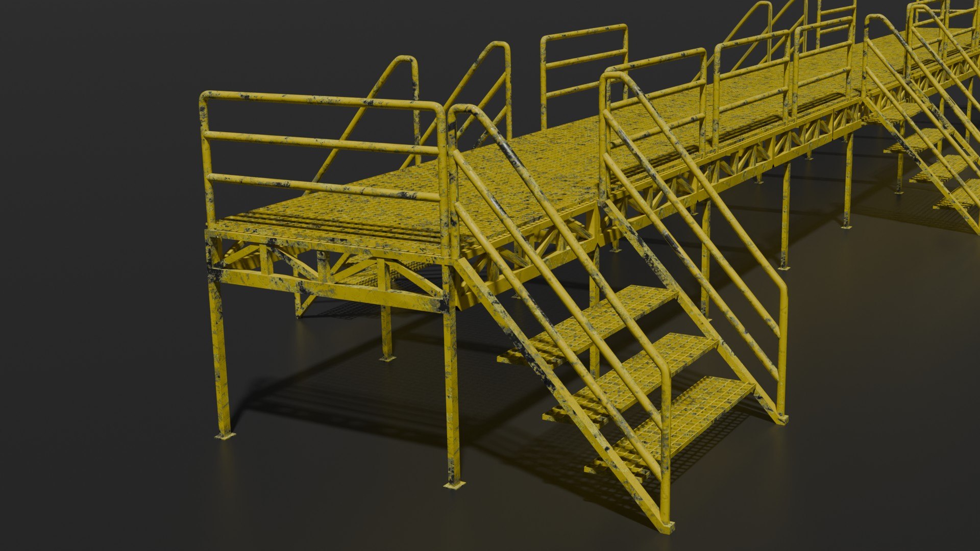 Industrial Metal Grate Plataform And Stairs - Modular 6 Pieces 3D Model ...