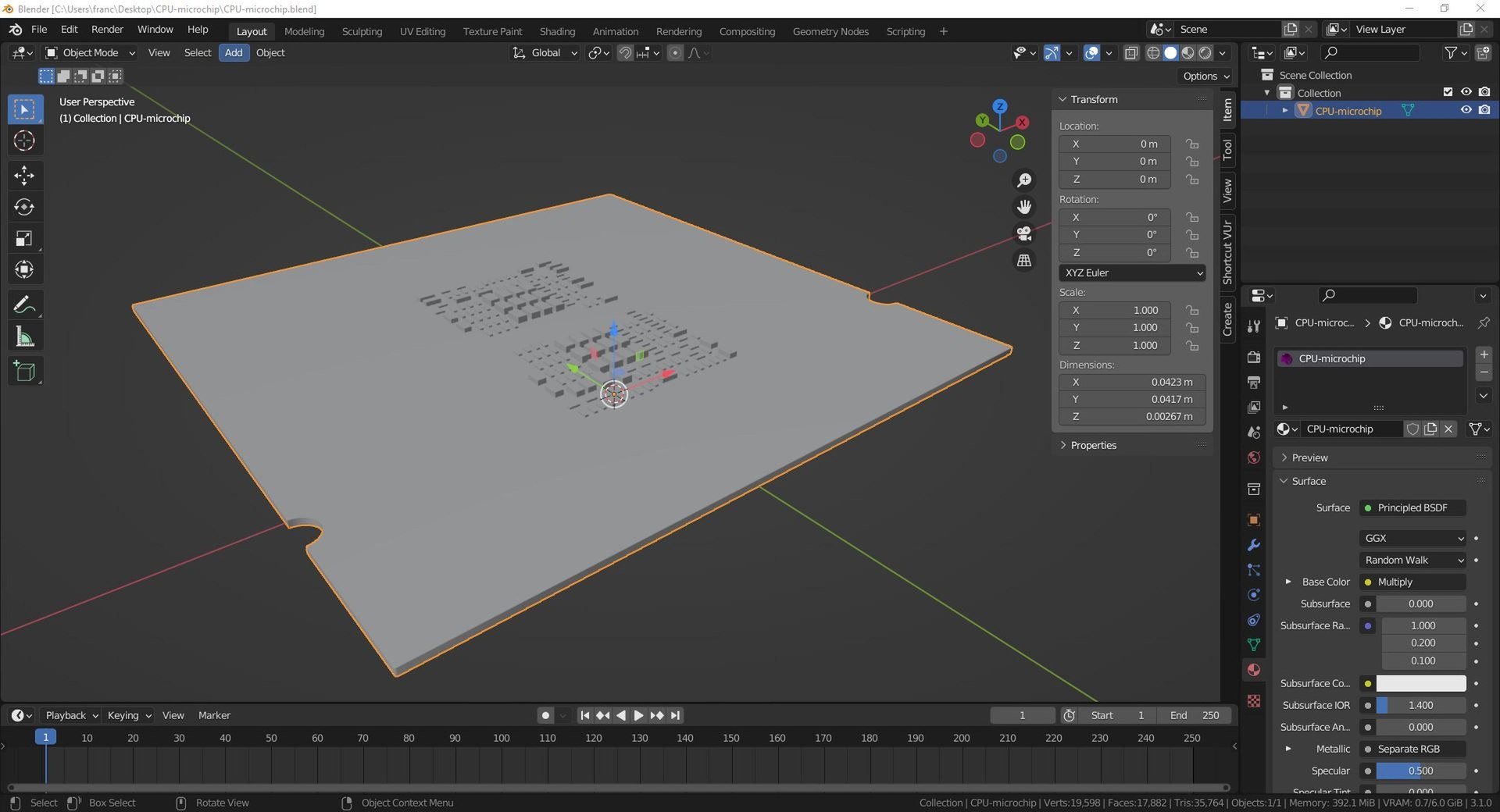 CPU Microchip 3D Model - TurboSquid 1914357
