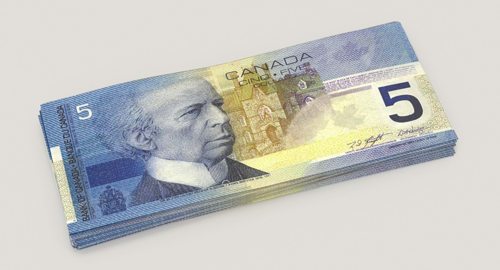 3d 5 canadian dollar note