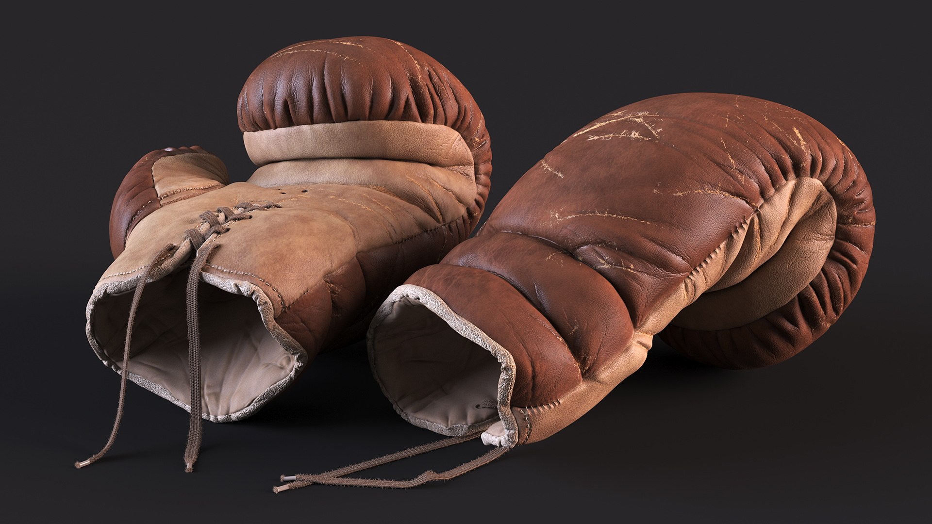 3D Vintage Leather Boxing Gloves - TurboSquid 2058148