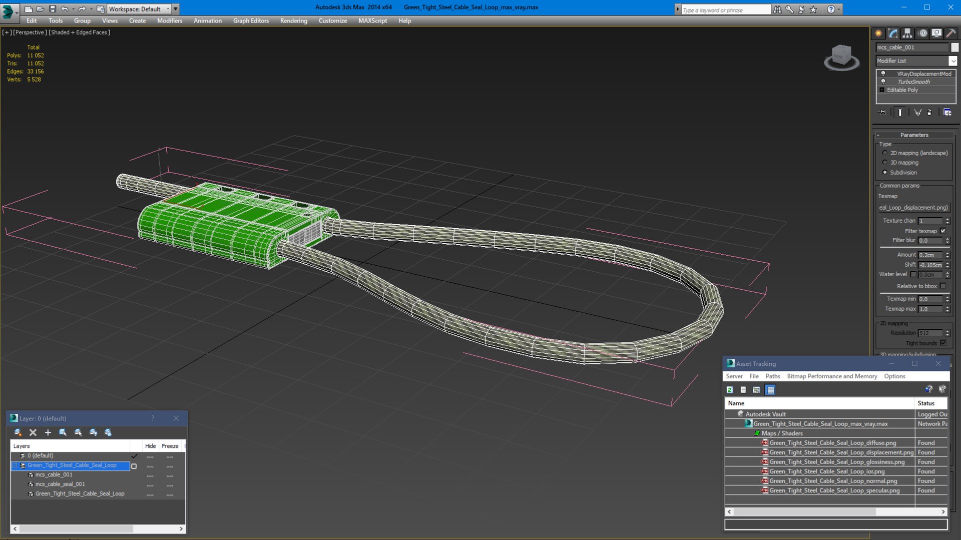 3D Green Tight Steel Cable Seal Loop - TurboSquid 2049087
