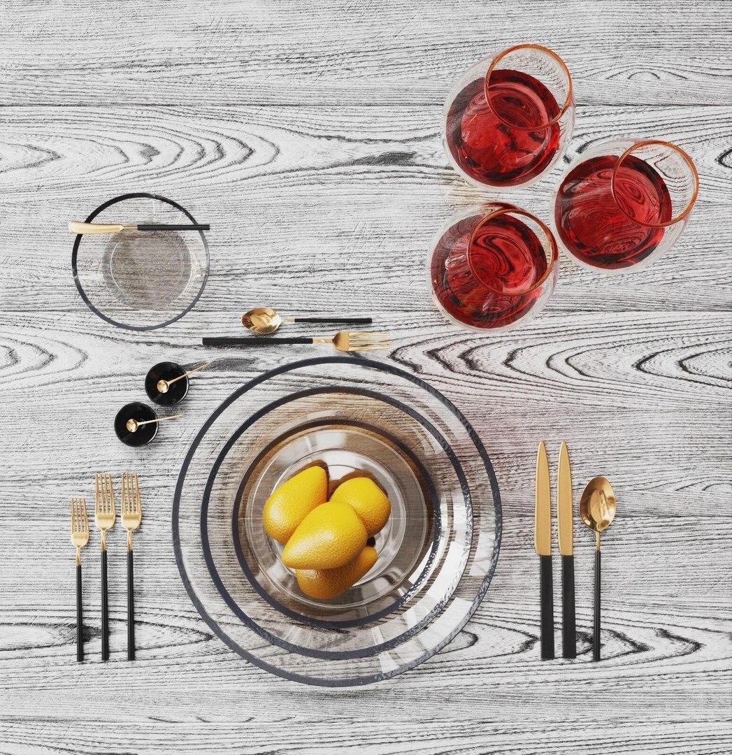 Modern tableware combination 3D model - TurboSquid 2062657