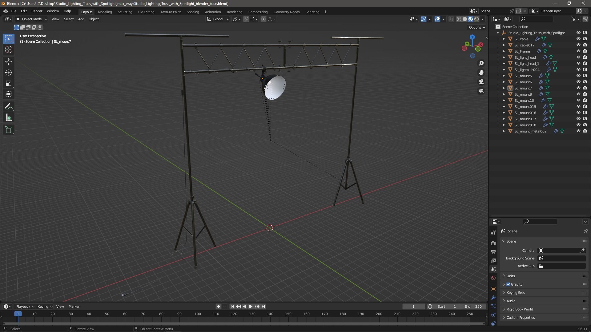 Studio Lighting Truss With Spotlight 3D Model - TurboSquid 2316352