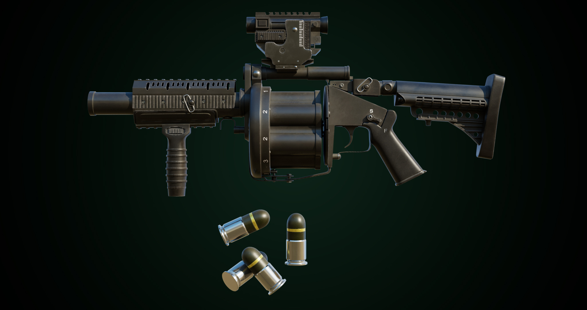 Collection Of Grenade Launcher Gun PBR Unity UE V-Ray Textures Included ...