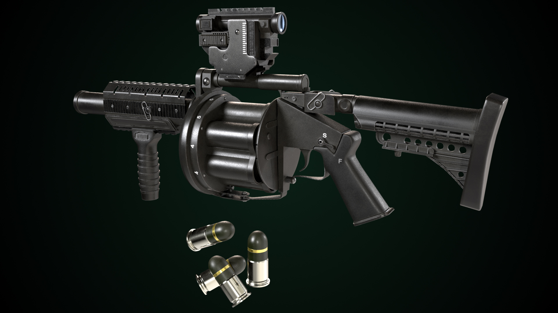 Collection Of Grenade Launcher Gun PBR Unity UE V-Ray Textures Included ...