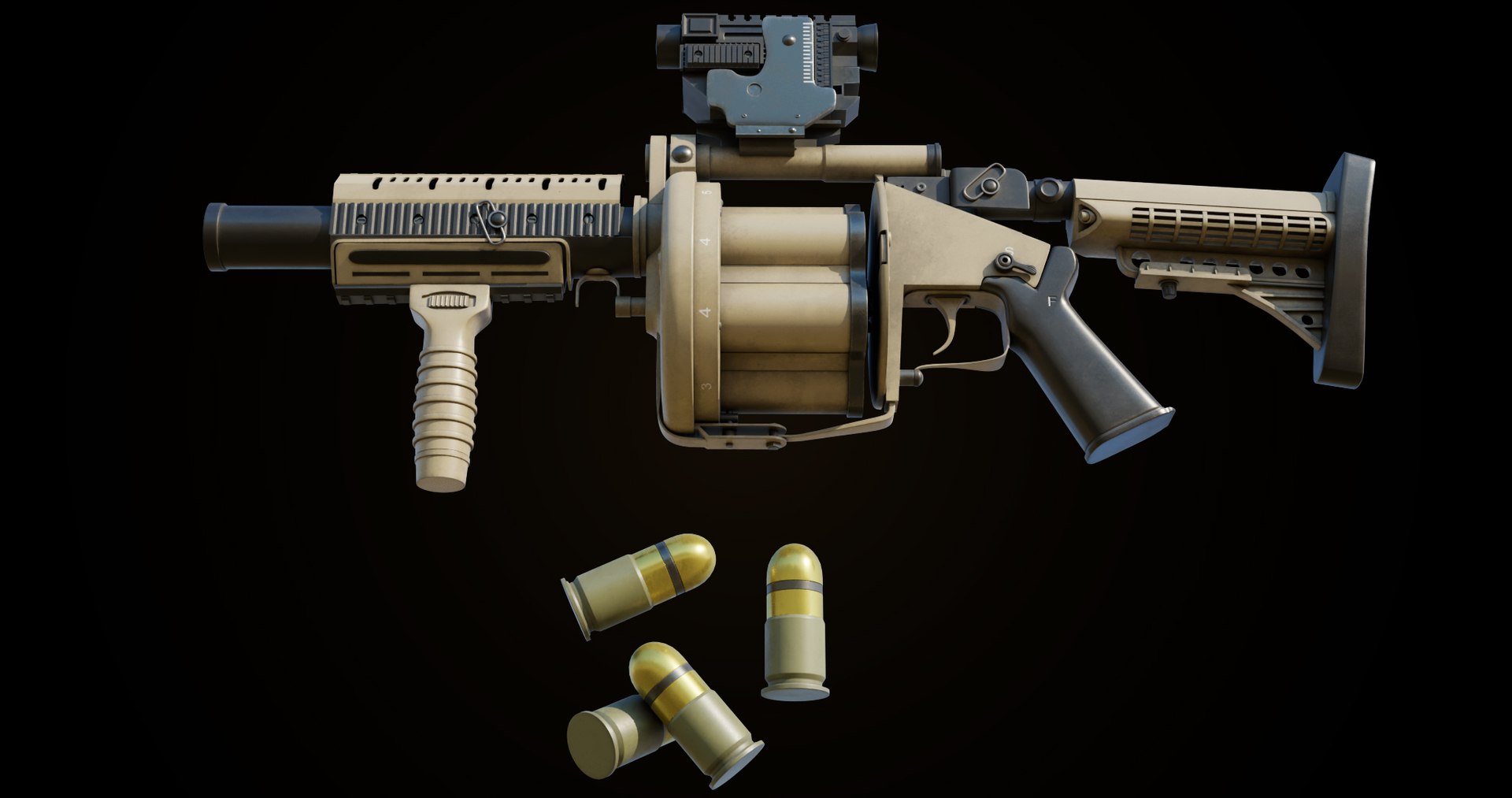 Collection Of Grenade Launcher Gun PBR Unity UE V-Ray Textures Included ...