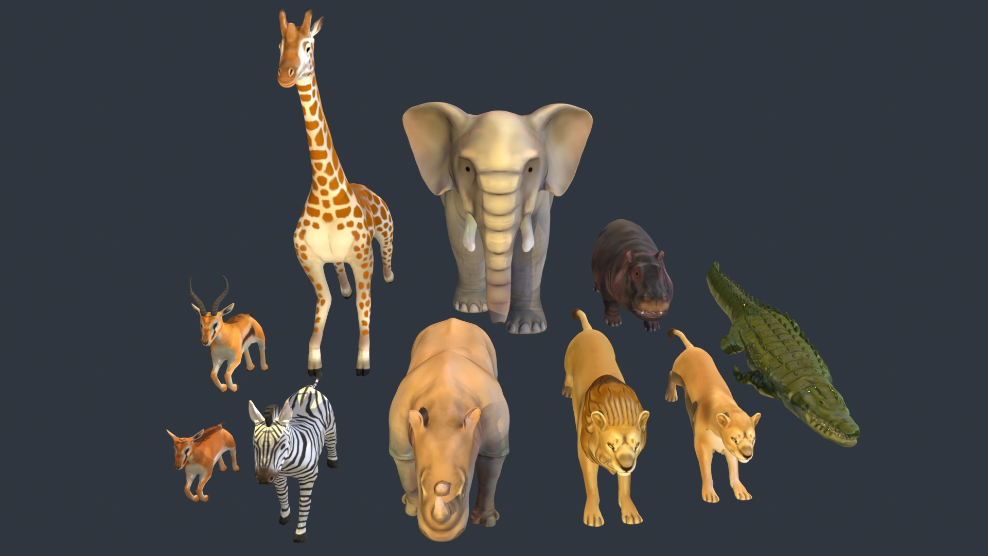 African Safari Savannah Animals Essential Pack Rigged Animated ...