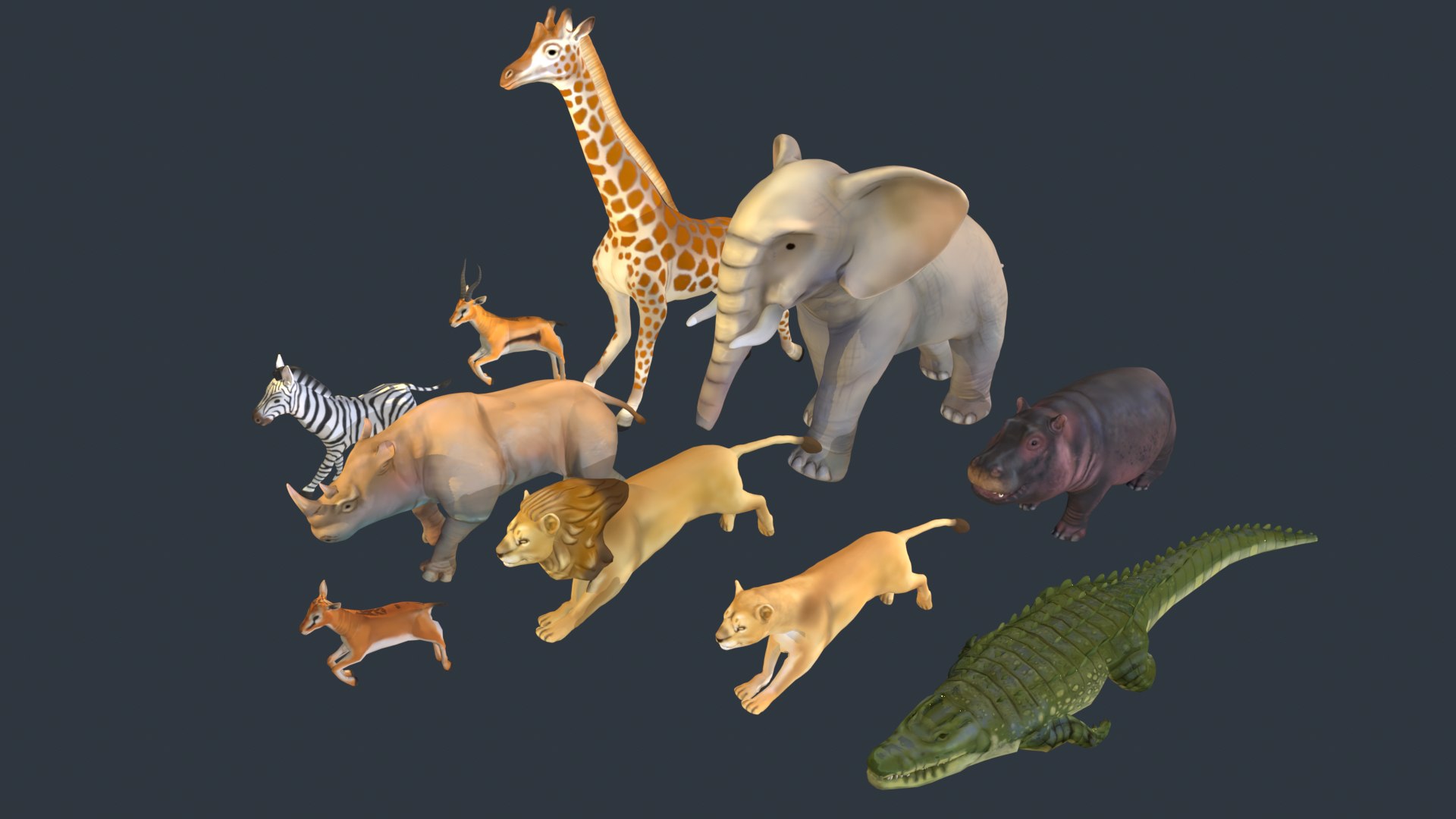 African Safari Savannah Animals Essential Pack Rigged Animated Collection 3D Model - TurboSquid ...