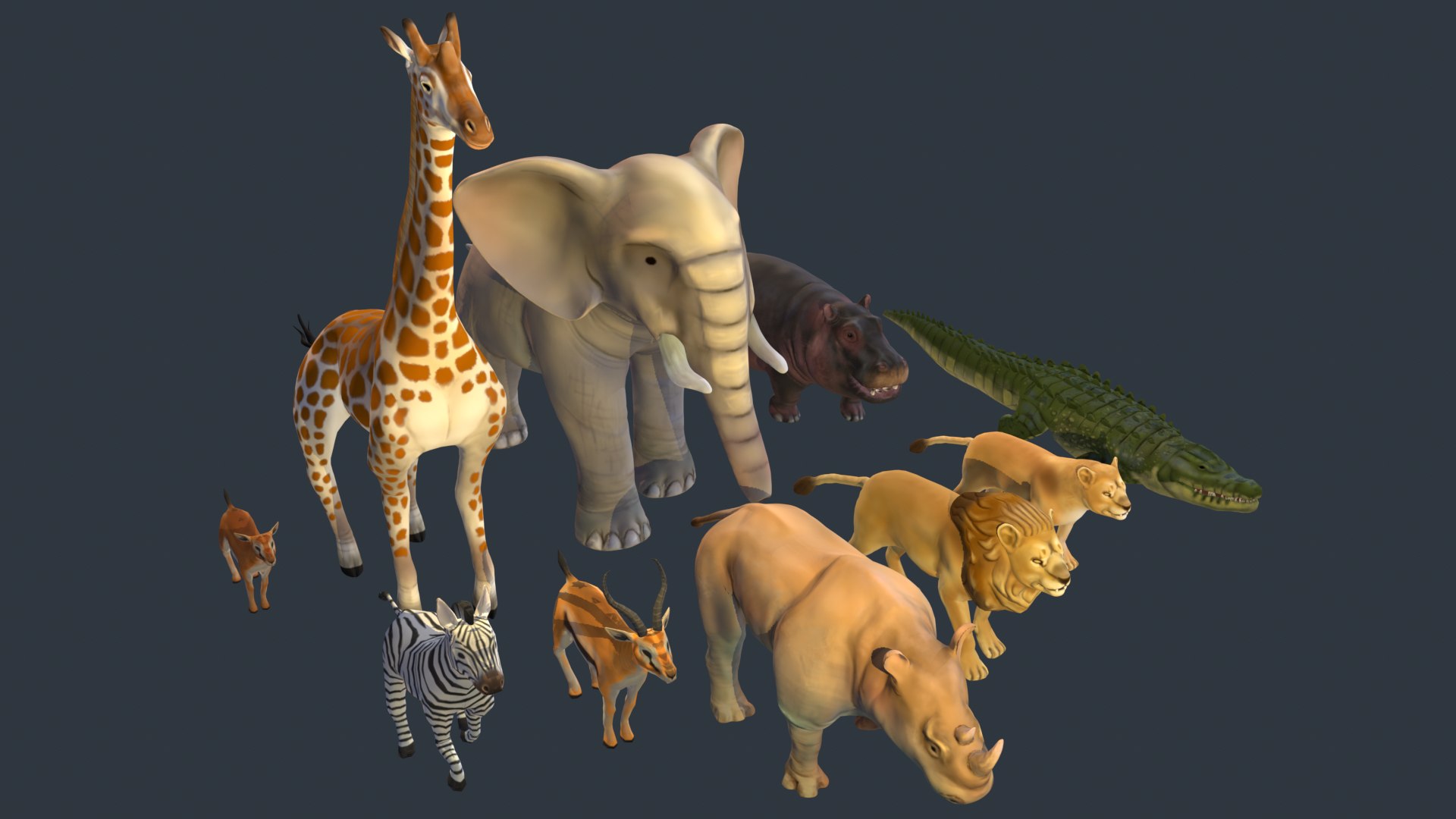 African Safari Savannah Animals Essential Pack Rigged Animated Collection 3D Model - TurboSquid ...