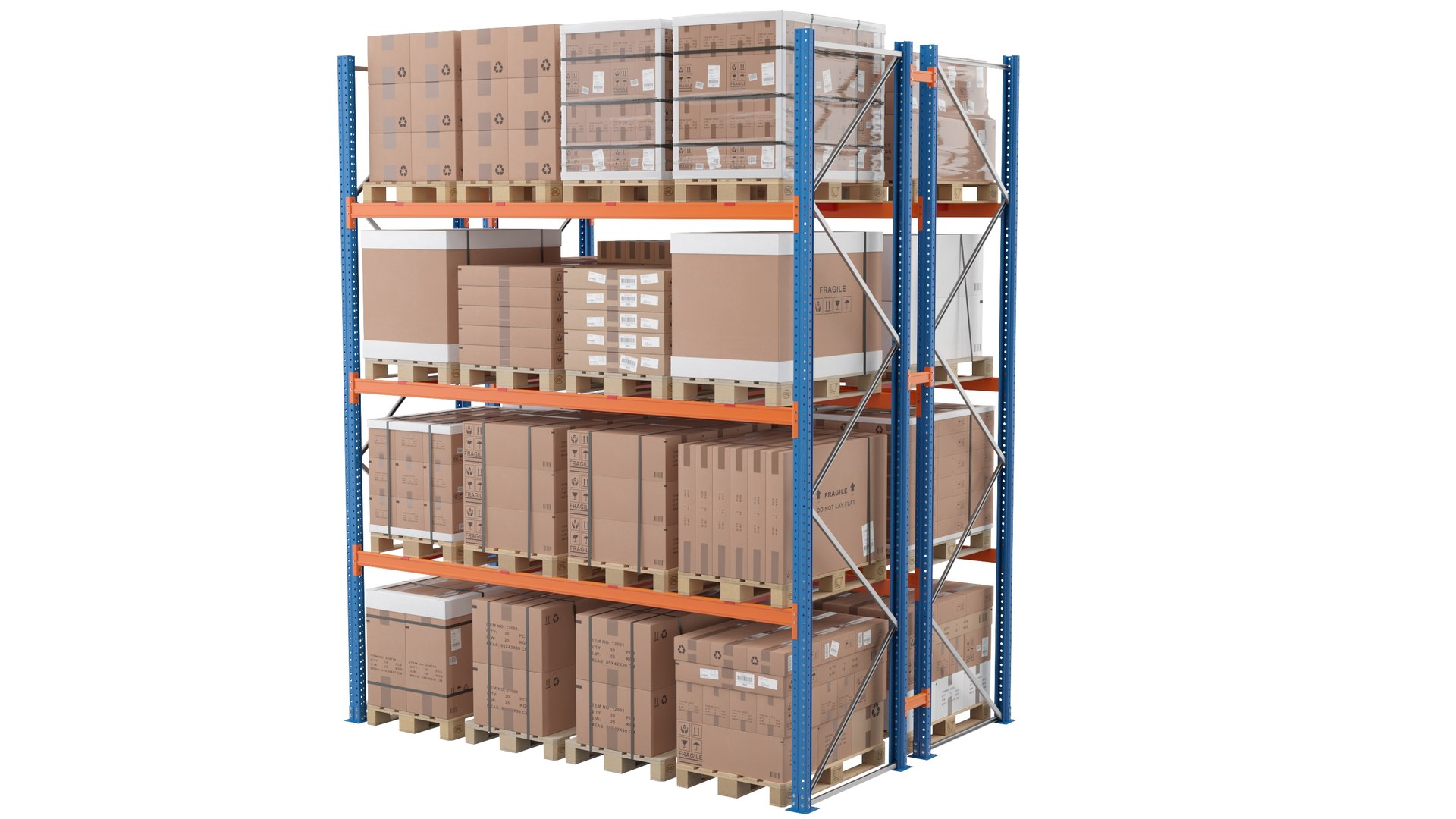 3D Model Warehouse Shelf With Pallets - TurboSquid 2082730