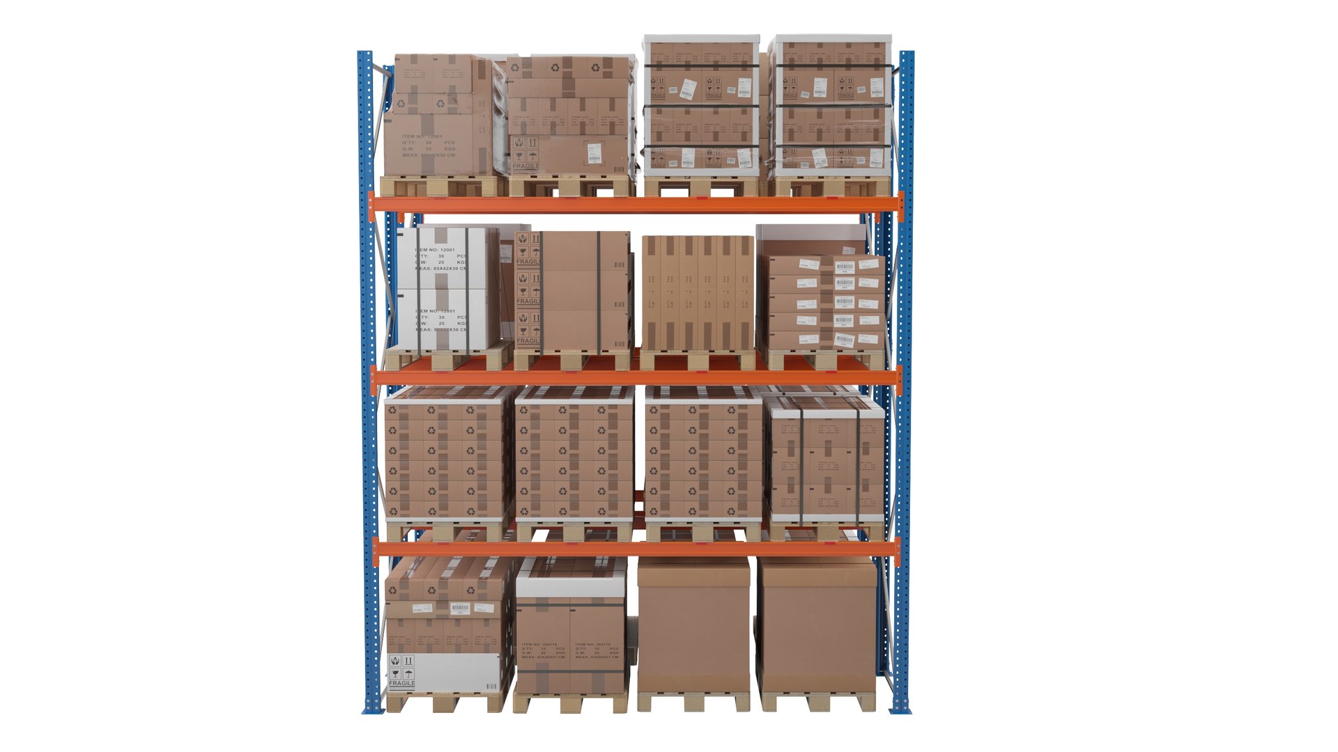 3D Model Warehouse Shelf With Pallets - TurboSquid 2082730