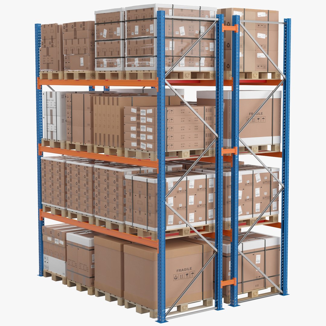 3D model Warehouse Shelf With Pallets - TurboSquid 2082730