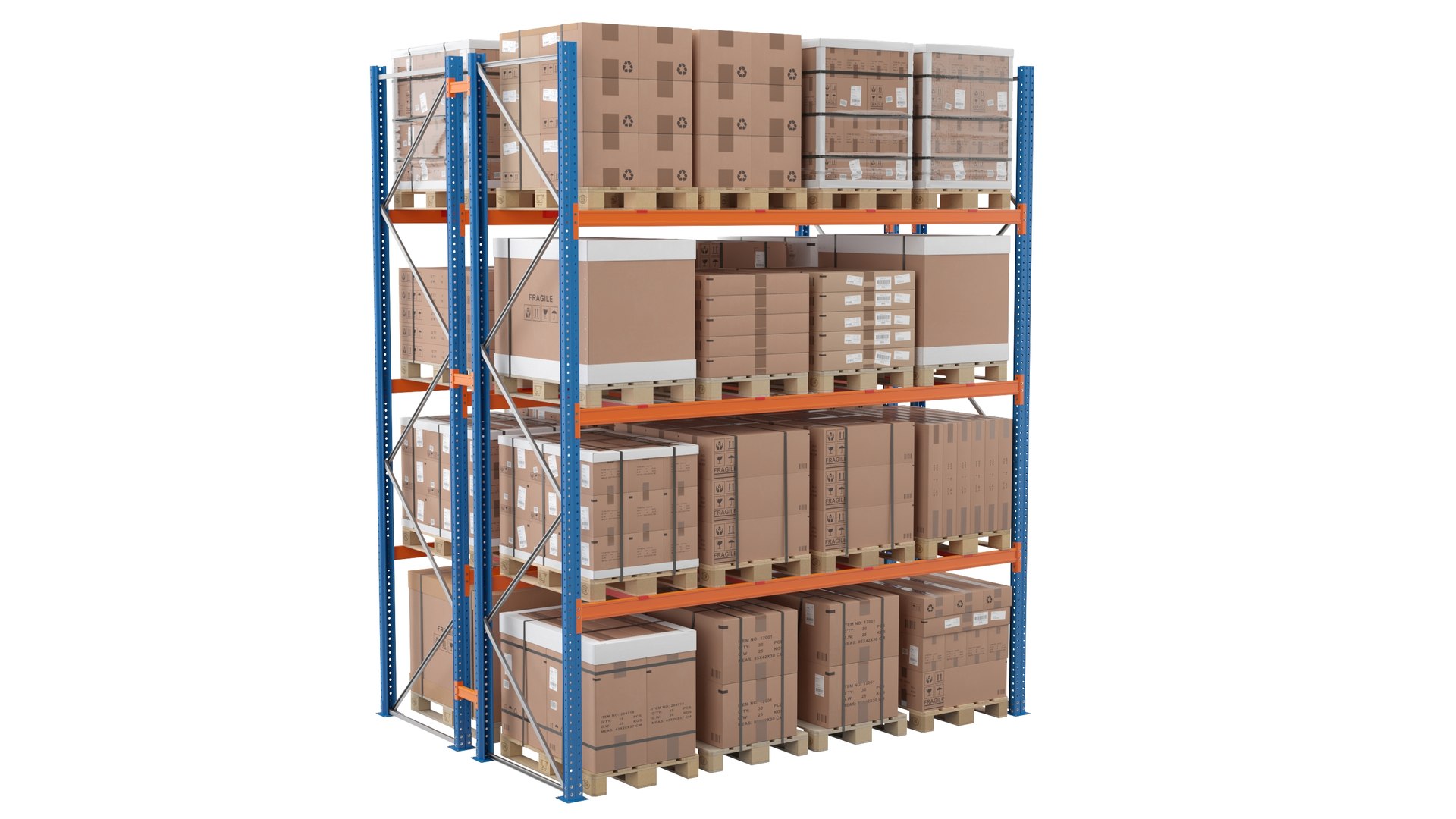 3D Model Warehouse Shelf With Pallets - TurboSquid 2082730