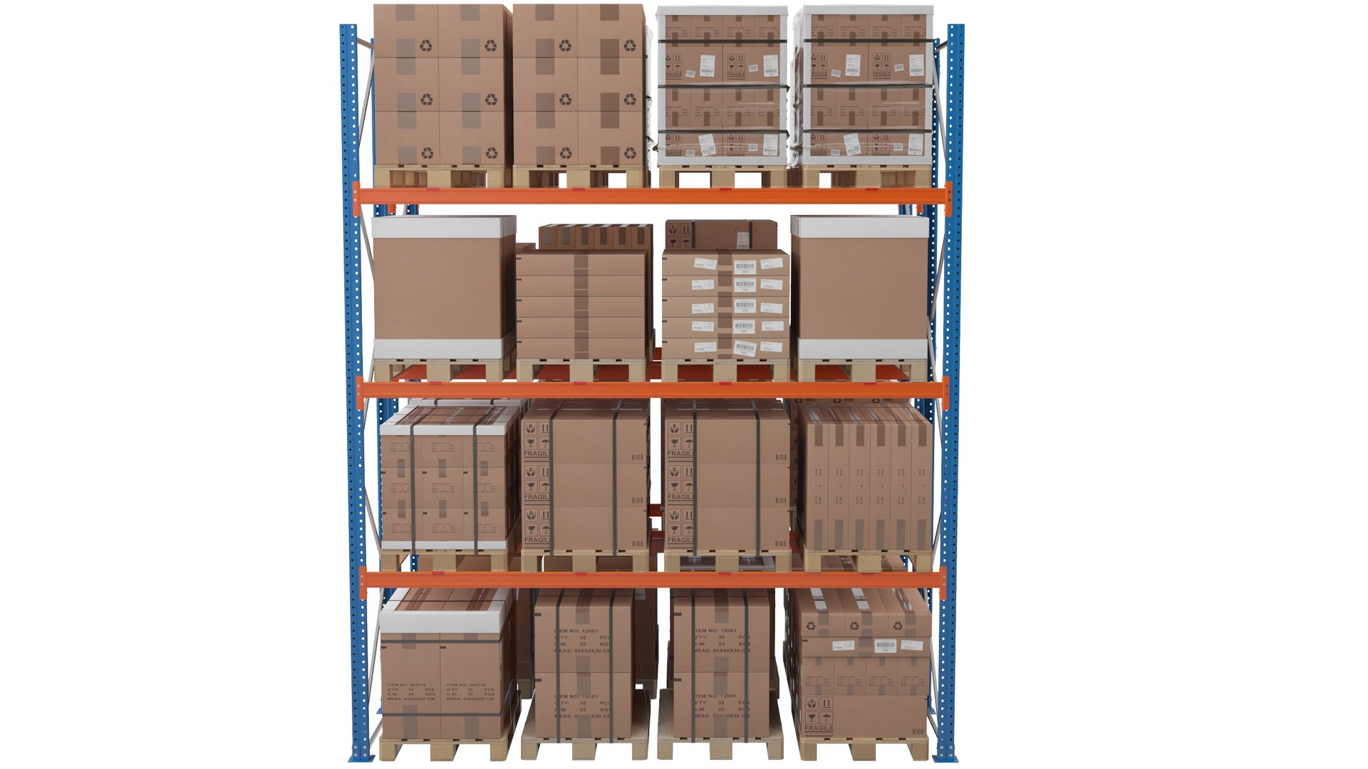 3D Model Warehouse Shelf With Pallets - TurboSquid 2082730