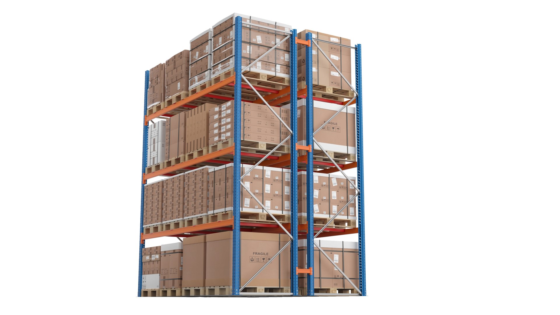 3D Model Warehouse Shelf With Pallets - TurboSquid 2082730