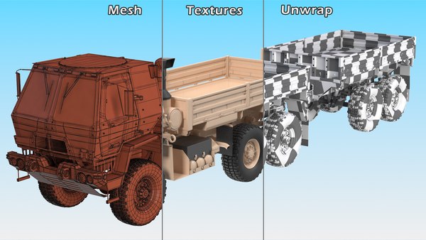 드롭 사이드 트레일러 M1092 샌드가 있는 Oshkosh FMTV 화물 트럭 6x6 3D 모델 - TurboSquid 1767395