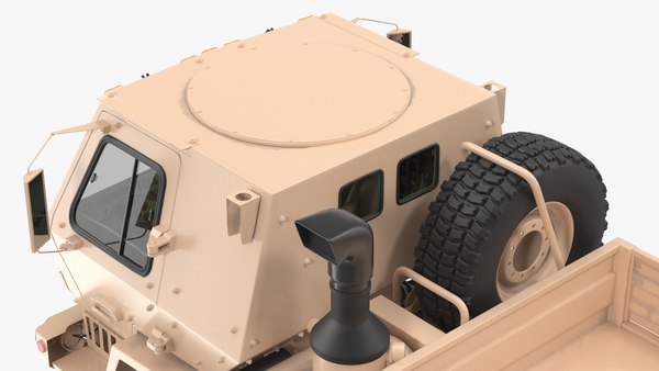 Oshkosh FMTV Cargo Truck 6x6 with Drop Side Trailer M1092 Sand 3D model ...