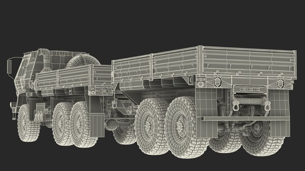 Oshkosh FMTV Cargo Truck 6x6 with Drop Side Trailer M1092 Sand 3D model ...