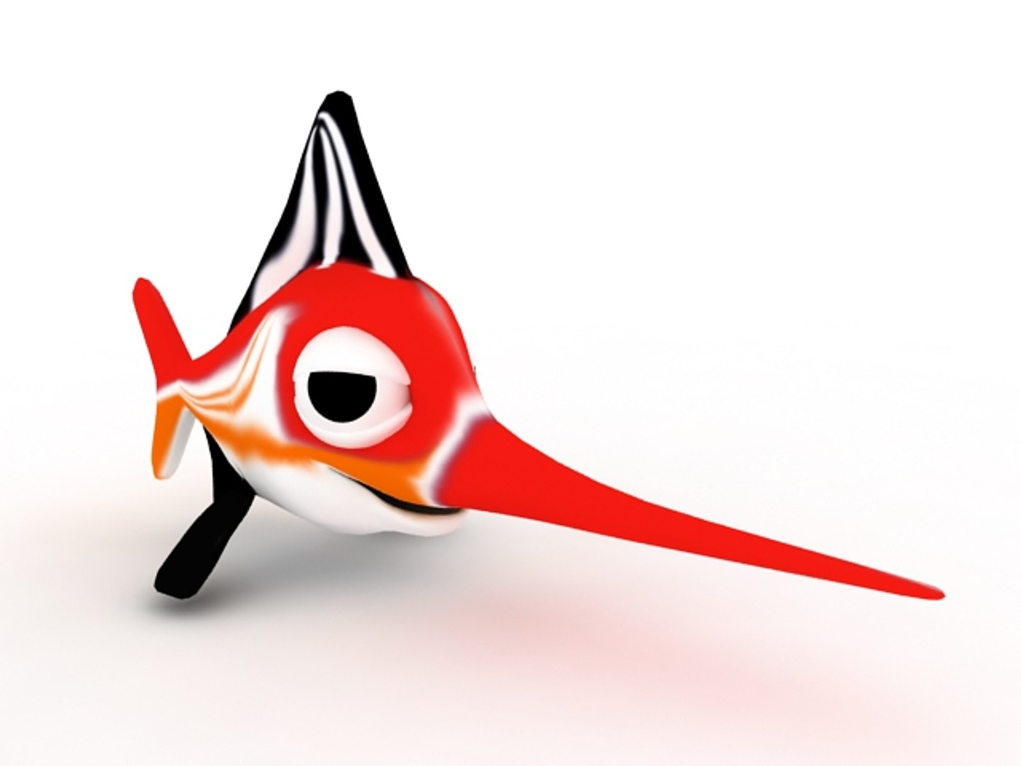 Cartoon Swordfish Red Fish 3d Model