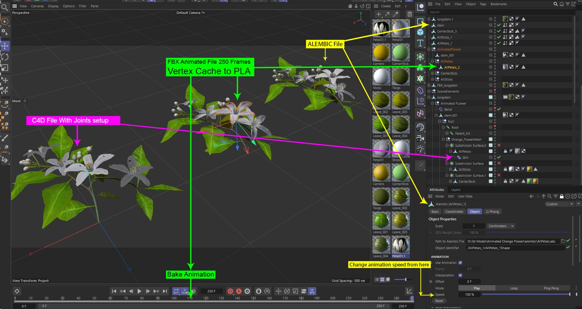 3D Model Animated Orange Tree Flower - TurboSquid 2271847