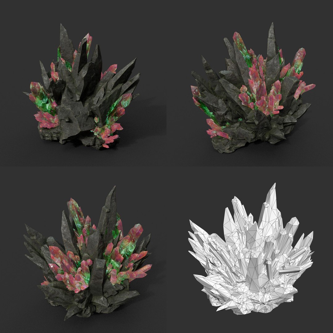 3D 8 Low Poly PBR Spiky Mine Rock Mineral Model - TurboSquid 2163135