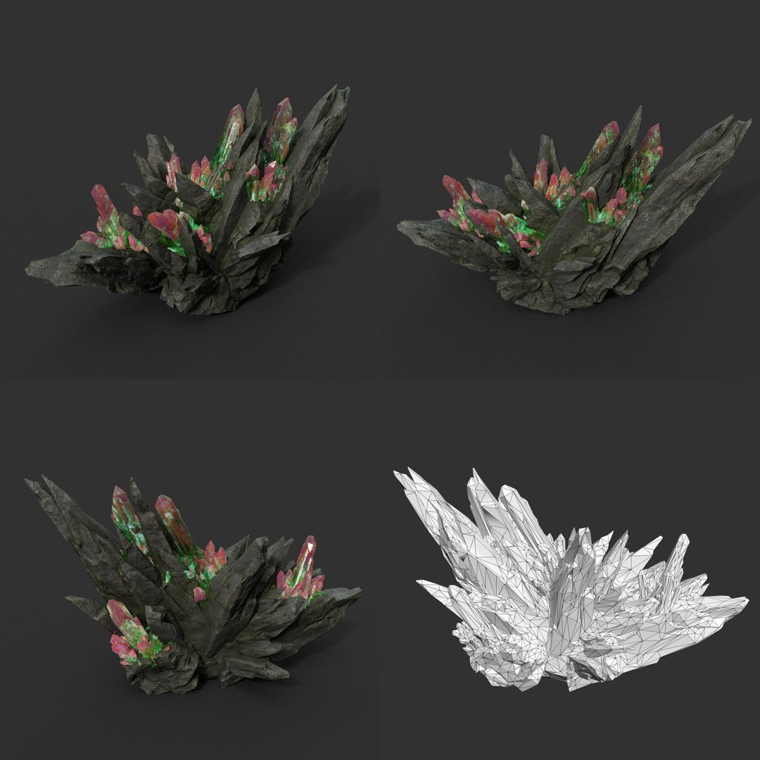 3D 8 Low Poly PBR Spiky Mine Rock Mineral Model - TurboSquid 2163135