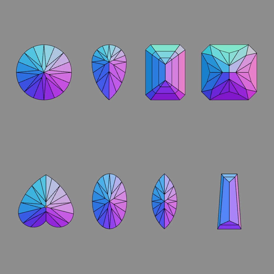 3d Gem Cuts Pack Model