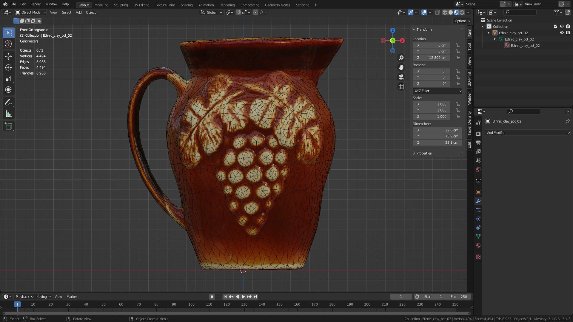 Ethnic clay pot 02 3D model 3D model - TurboSquid 1963427