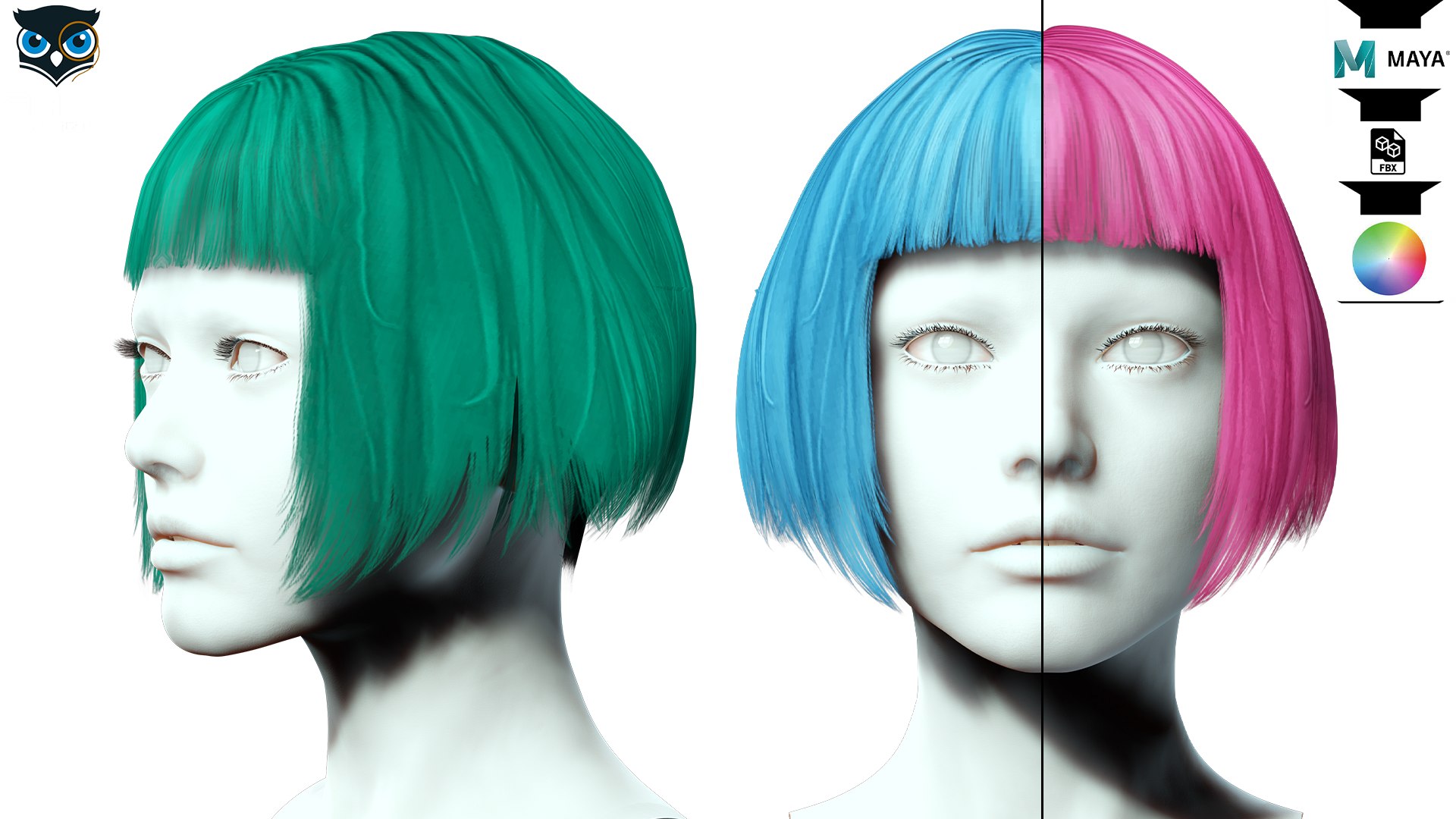 3d Female Bob Hair Model Turbosquid 2225892 