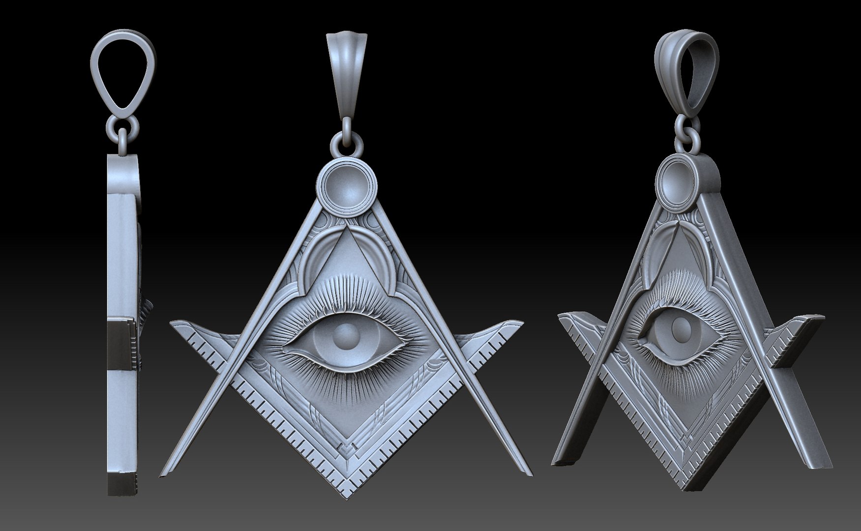3D Jewelry Pendant With Eye Masonic Symbol 0319 Stl 3dm Fbx ...
